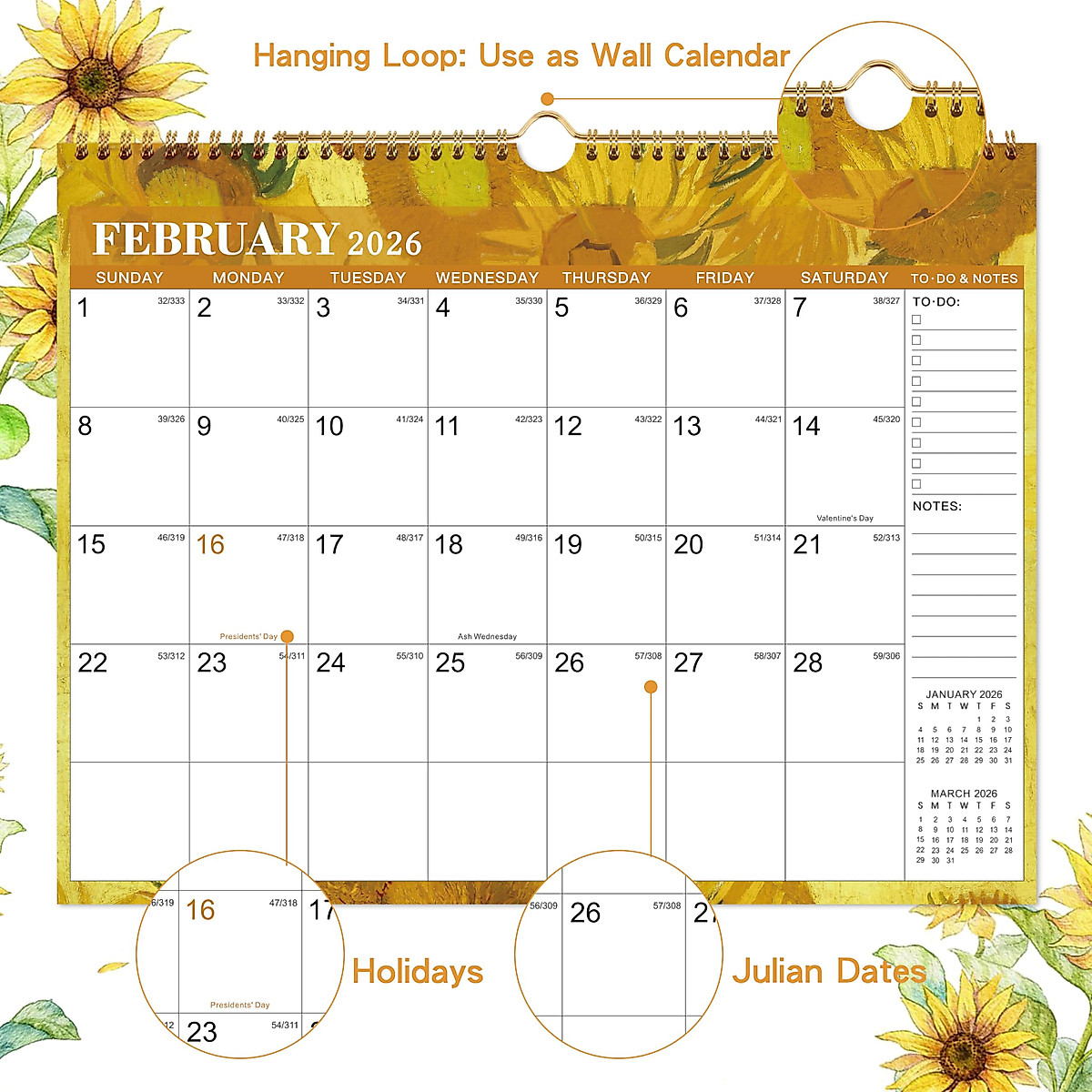 2023 Wall Calendar - Wall calendar 2023-2024, January 2023 - June 2024, 18 Months Wall Calendar, 14.6” × 11.4”, Twin-Wire Binding, Premium Paper, Blank Blocks - Art Paintings Design