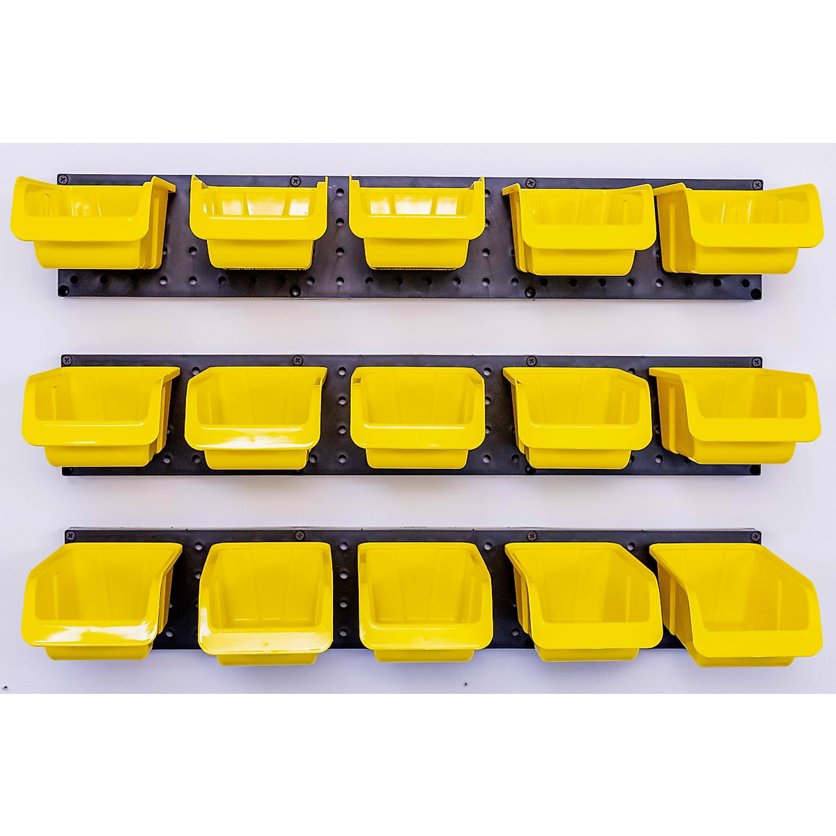 WallPeg - Made in USA - Pegboard Organizer System, Peg board (PK-2-3-15) Kit with Pegboard Bins, Hooks, Peg Board, Pegboard Wall Storage System (3 Tracks- 15 Bins)