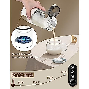 Portable Water Warmer for Baby Formula Travel, Wireless 9000mAh Battery Operated Portable Bottle Warmer, Precise & Adjustable Temperature, 10 Oz Detachable Glass Travel Bottle Warmer for Breastmilk