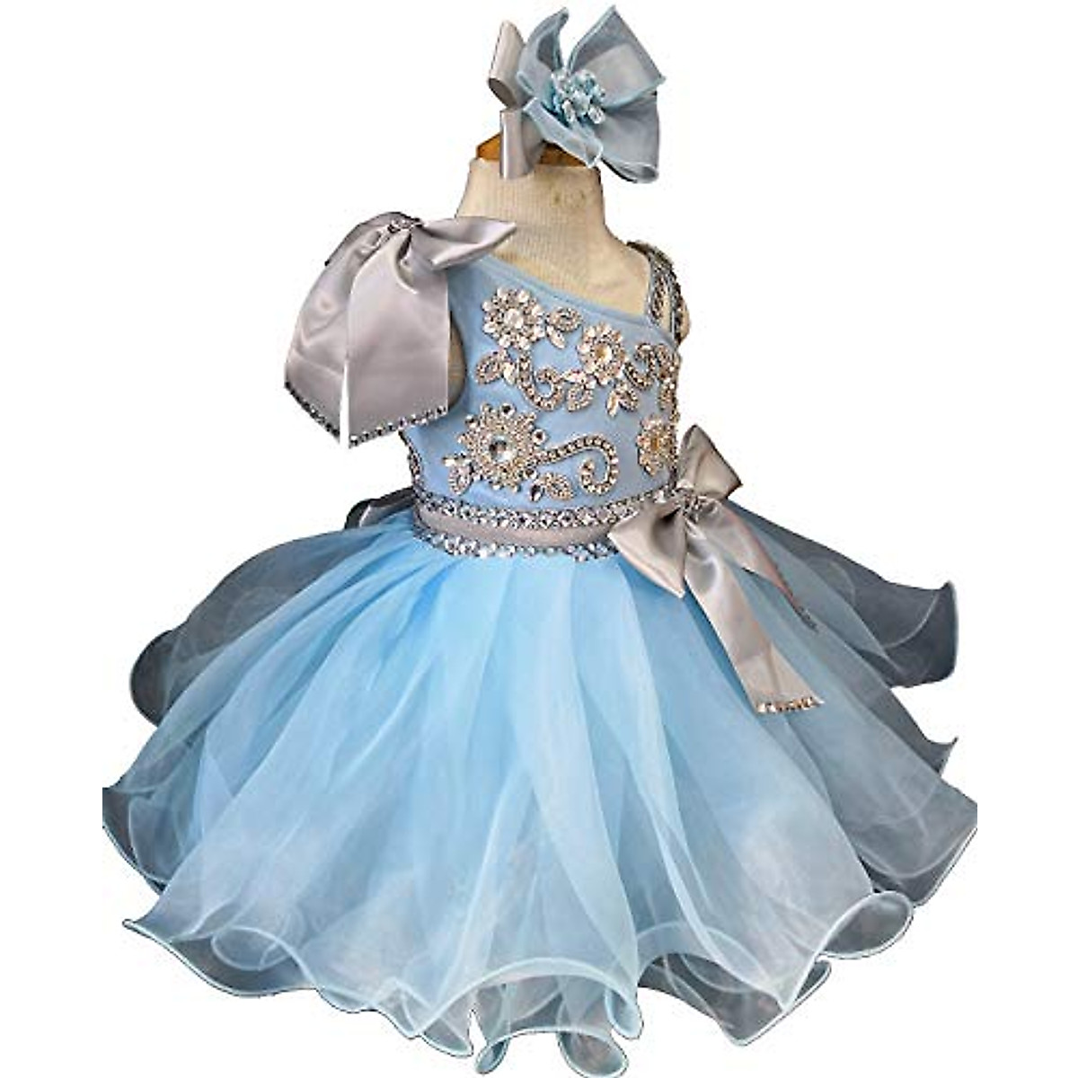 Jenniferwu G285BB Infant Toddler Baby Newborn Little Girl's Pageant Party Birthday Dress Baby Blue Size 9-12M