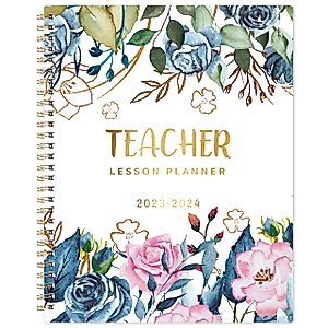Teacher Planner 2023-2024 - 2023-2024 Weekly & Monthly Lesson Plan Book, July 2023 - June 2024, 8" x 10", Academic Planner 2023-2024 with Twin-Wire Binding for Teachers - Ink-painting Roses