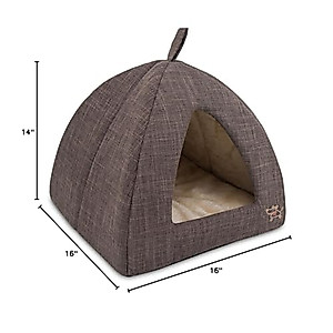 Pet Tent-Soft Bed for Dog and Cat by Best Pet Supplies - Brown Linen, 16" x 16" x H:14"