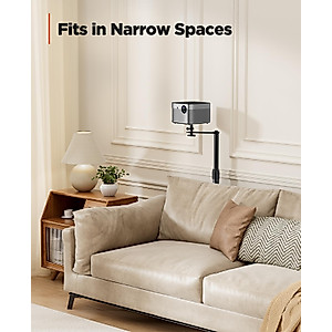 AMADA HOMEFURNISHING Height Adjustable Projector Stand 32"-47", Projector Floor Stand with 3 Mounting Options, Projector Mount with 360° Rotatable Ball Head for Home & Office & Outdoor, AMPS04