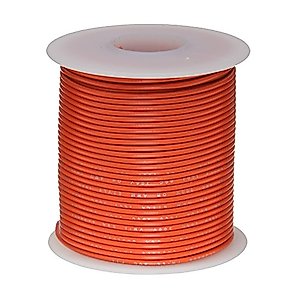 Remington Industries 24UL1007SLDORA 24 AWG Gauge Solid Hook Up Wire, 100 feet Length, Orange, 0.0201" Diameter, UL1007, 300 Volts