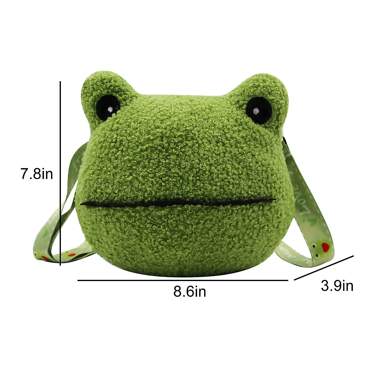 RARITYUS Cute Frog Crossbody Shoulder Bag Coin Purse Plush Mini Cartoon Satchel Handbags for Kids Girls Boys Women