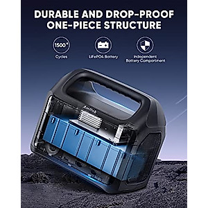 Portable Power Station for Camping 300W 299Wh LiFePO4 Battery Powered Generator, 2 Up to 300W AC Outlets 100W USB C and PD Total 8 Output Ports, Home Battery Backup for Outdoor 93600mAh with LED Light