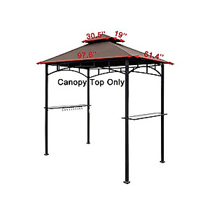APEX GARDEN Replacement Canopy Top CAN ONLY FIT for Model #L-GZ238PST-11 8' X 5’ Bamboo Look BBQ Grill Gazebo (Canopy Top Only) (Brown)