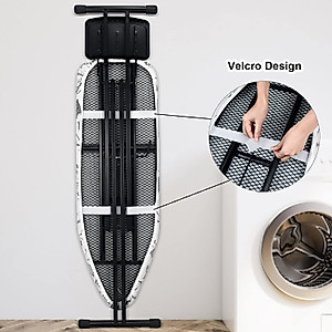 Duwee 15x54 inch Heat Resistance Metallic Ironing Board Cover Durable Felt Material Padding, Sew-in Bungee Cord, Easily Handle and Fits Board Beautifully(Iron Patten)