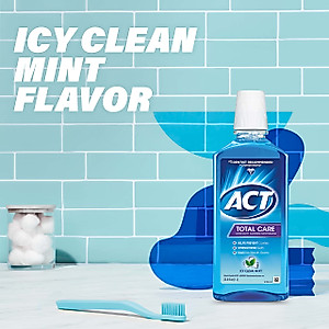 ACT Total Care Anticavity Fluoride Mouthwash 33.8 fl. oz. Kills Bad Breath Germs, Icy Clean Mint