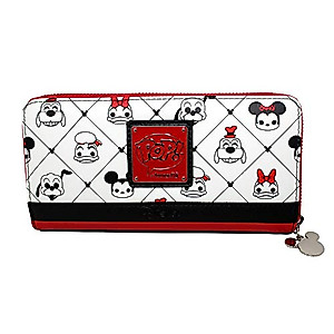 Loungefly Disney Sensational 6 AOP Zip Around Vegan Leather Wallet, White, Medium