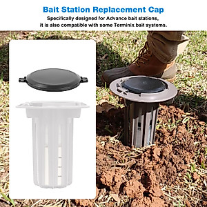 JIOTAR Termi-te Bait Station Replacement Cap/Lid for Advance Termi-te Monitoring Station, Black - 4 Pack