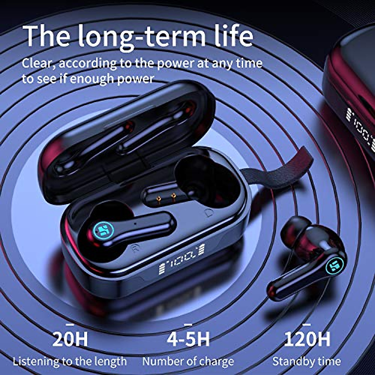 JIECAN True Wireless Earbuds with 2 Mic, CVC 8.0 Noise Reduction, IPX8 Waterproof, Bluetooth 5.1 Earphones in-Ear, Touch Control Stereo Bass Sports Headphones, for Working Home Office (Black-q67)