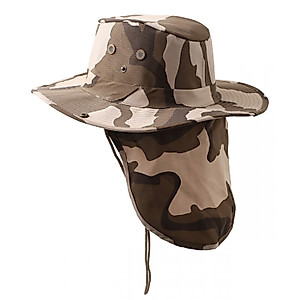 Camouflage Hat Neck Protection from Sun Desert Tan Brown Camo Fishing Bee Keeper Safari Bush Outdoors Men Women (as1, Alpha, one_Size, l)