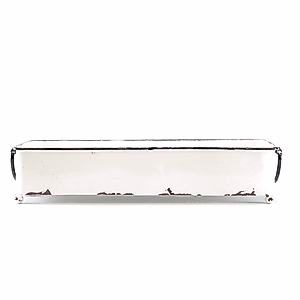 LARGE Rustic White Rectangle Metal Bin - 16.5'' Long - Great for Display or Storage - Silvercloud Trading Co., White with Black