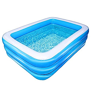 AsterOutdoor Inflatable Swimming Pool Full-Sized Above Ground Kiddle Family Lounge Pool for Adult, Kids, Toddlers, 77" x 55" x 23" Thickened, Blow Up for Backyard, Garden, Party, Blue