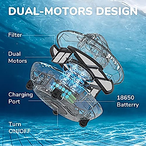 GRENNIX Robotic Pool Vacuum Cleaner - Autonomous Pool Vacuum for Above & In-Ground Pools - Strong Suction, Self-Docking Underwater Skimmer with Top Handle in Arctic Blue