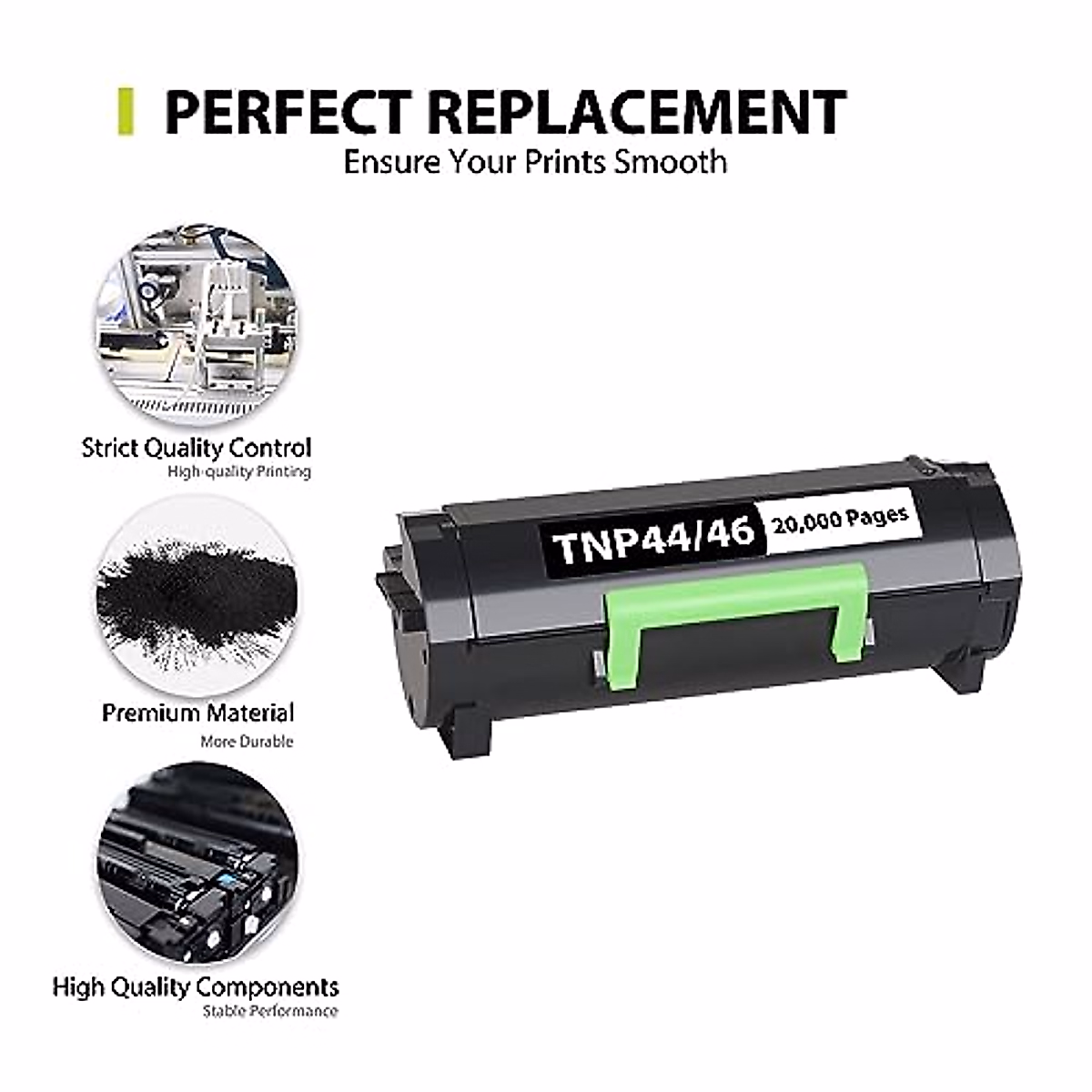 Jmomy TNP44 TNP46 Toner Cartridge Replacement for Konica Minolta TNP 44 TNP-44 TNP 46 TNP-46 A6VK01F A6VK01W Work with for bizhub 4050 4750(20,000 Pages, 1 Pack)