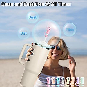 EXQUILEG Straw Covers Cap Fit for Stanley Cup, 8Pcs Silicone Straw Toppers Compatible for Stanley 30&40 Oz Tumbler, 10mm Drinking Straw Tip Covers Fit for Stanley Cups Accessories