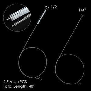 40 Inches Brush Cleaner for Cleaning Straw, Kegerator, Feeding Tube, Siphon Hose, Sunroof Drain, Refrigerator Drain, 4PCS (White)