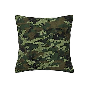 AdaNti Green Military Camo Print Throw Pillow Cover Square Soft Cushion Cover Throw Pillow Case for Home Decor Living Room Bed Couch Car 16"x16"