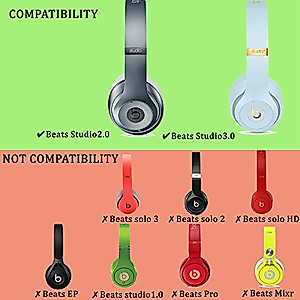 Replacement Ear Pads Cushions, Earpads Cover Compatible with Beats Studio 2 Wireless Wired and Studio 3 Over Ear Headphones 1 Pair (White)