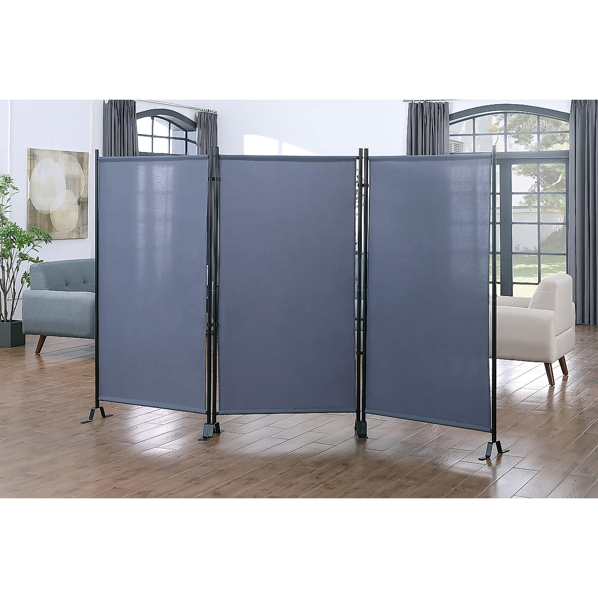 Proman Products Galaxy Outdoor/Indoor Room Divider (3-Panel), 102" W X 16" D x 71" H, Gray