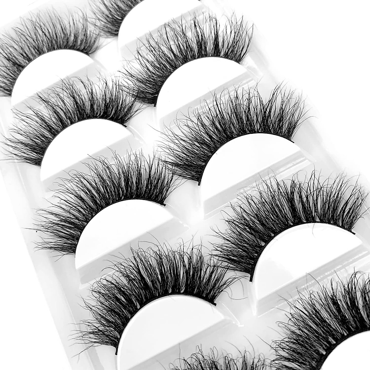3D Mink Lashes,100% Real Siberian Mink Fur Lashes,Dramatic Cat-Eyes Look,Natural Fluffy Volume Long Wispy Totally Cruelty-Free,Reusable &Handmade Fake Eyelashes 5 Pairs (A11)
