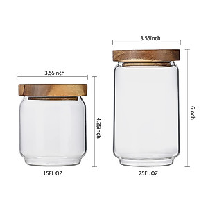 BaoFull Glass Jar with Lid, Airtight Food Storage Containers Glass Set for Coffee Beans| Sugars| Candy, 4 Pack