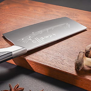 SHI BA ZI ZUO 7 Inch Chinese Kitchen Knife Vegetable Knife Professional Chef Knife with Stainless Steel Full Tang Cast Steel Handle