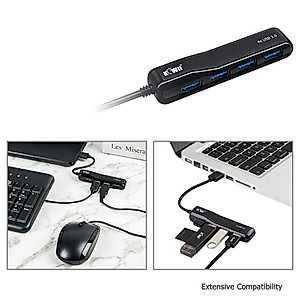 4 Ports USB 3.0 Hub, Ultra Slim Data Hub with High Speed Transfer Up to 5Gbps for iMac, MacBook, Mac Pro/Mini, Surface Pro, XPS, Notebook PC, Laptop USB Flash Drive Mobile Hard Drive