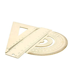 Utoolmart Brass Ruler Set, Triangle Ruler, 180 Degrees Protractor, 12cm / 4.7-inch Straight Ruler, Measuring Tool for Drafting Drawing Learning Math Geometry Ruler 1 Pcs