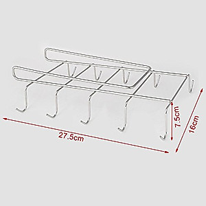 fannybuy 10 Hooks Mug Holder Under Shelf Coffee Mug Cups Wine Glasses Storage Drying Rack Cabinet Hanging Organizer Stainless Steel