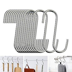 5.5inch 20 Pack S Hooks - Stainless Steel Heavy Duty S Hooks for Hanging pots, Pans, Plants, Coffee Mugs, Towels in Kitchen and Bathroom, Coat, Bag, Work Shop, Perfect Rack Hooks