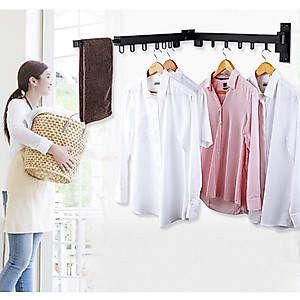 ZXFF Wall-Mounted Clothes Drying Rack, Suitable for Indoor and Outdoor Telescopic Clothes Poles, Can Be Rotated 180° Left and Right to Save Space (Color : B)