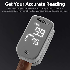 Metene Pulse Oximeter Fingertip, Blood Oxygen Saturation Monitor with Accurate Fast Spo2 Reading Oxygen Meter, Oxygen Monitor with Lanyard and Batteries (White)
