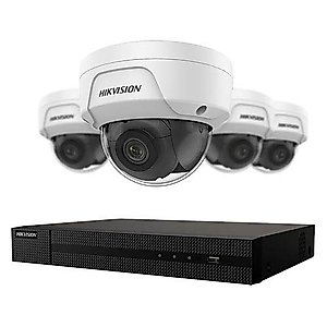 HIKVISION EKI-K41D44 4-Channel 4K NVR Value Express Kit with (4) 4MP Outdoor Network Dome Camera (2.8 mm Fixed Lens), RJ45 Connections (Renewed)