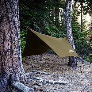 Swiss Outdoors Rain Fly Tarp | Waterproof Tent Shelter Canopy | Lightweight Easy Setup for Hammock, Backpacking or Camp Gear | Premium Quality 12 x 9 ft |, Green Army