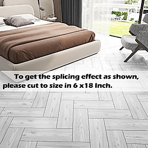 FunStick 6"x36" Peel and Stick Flooring Planks White Wood Vinyl Flooring Peel and Stick Floor Tile White Grey Wood Vinyl Plank Flooring Waterproof Sticky Tiles for Floor Bedroom Bathroom Kitchen 5 Pcs