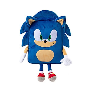 AI ACCESSORY INNOVATIONS Sonic The Hedgehog Backpack for Boys, Plush Padded Bookbag with Adjustable Shoulder Straps, Sonic Schoolbag with 3D Arms, Legs and Ears, Durable School Bag for Kids, Blue