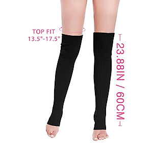 v28 Women’s Neon Knit Leg Warmer for 80s Party Dance Sports Yoga (61-Black)