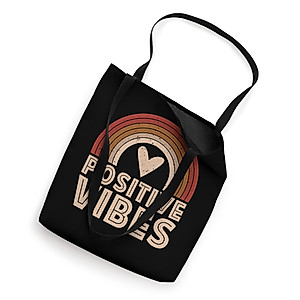 Retro Positive Vibes 70s 80s Vintage Heart Design Tote Bag