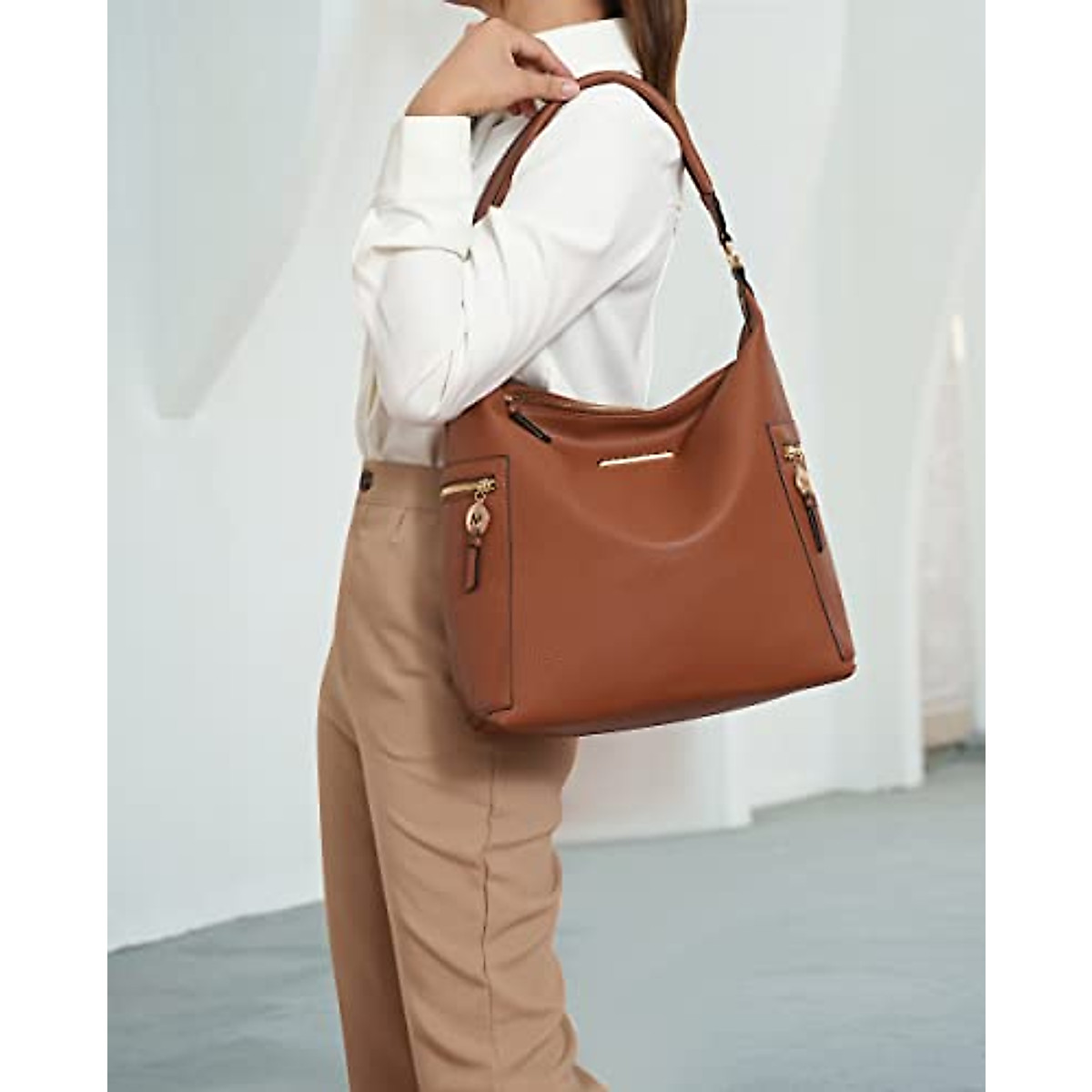 MKF Collection Hobo Bag & Wristlet Wallet for Women, Vegan Leather Shoulder Handbag Messenger Purse