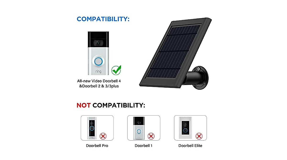 OLAIKE Solar Panel for Video Doorbell - Continuous Charging
