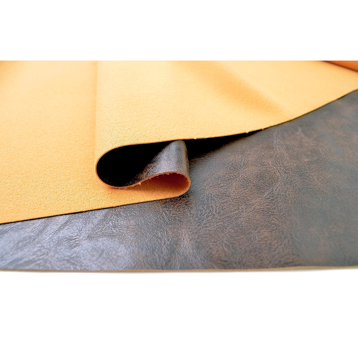 1 Yards 54" x 36" Dark Brown Faux Leather Fabric Distressed Crazy Horse Soft Fake Leather Fabric by The Yard Dark Brown Upholstery Vinyl for Sofa Bags Chairs Car Seats DIY Crafts