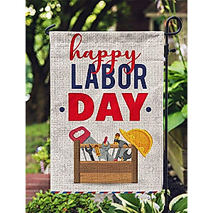 Hollyhorse Happy Labor Day Garden & Yard Flag - 12.5 x18 Inch Double Sided Vertical Outdoor Flag | Labor Day Decoration