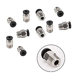 Witbot PC4-M10 Male Straight Pneumatic PTFE Tube Push In Quick Fitting Connector for E3D-V6 Long-Distance Bowden Extruder 3D Printer (Pack of 10pcs)