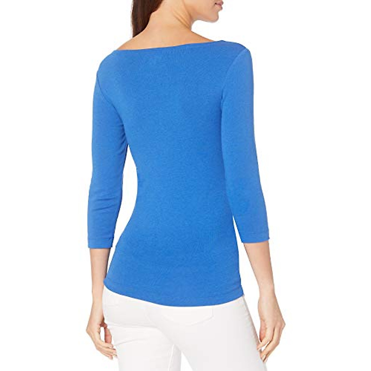 Amazon Essentials Women's Slim-Fit 3/4 Sleeve Solid Boat Neck T-Shirt, Cobalt Blue, X-Large
