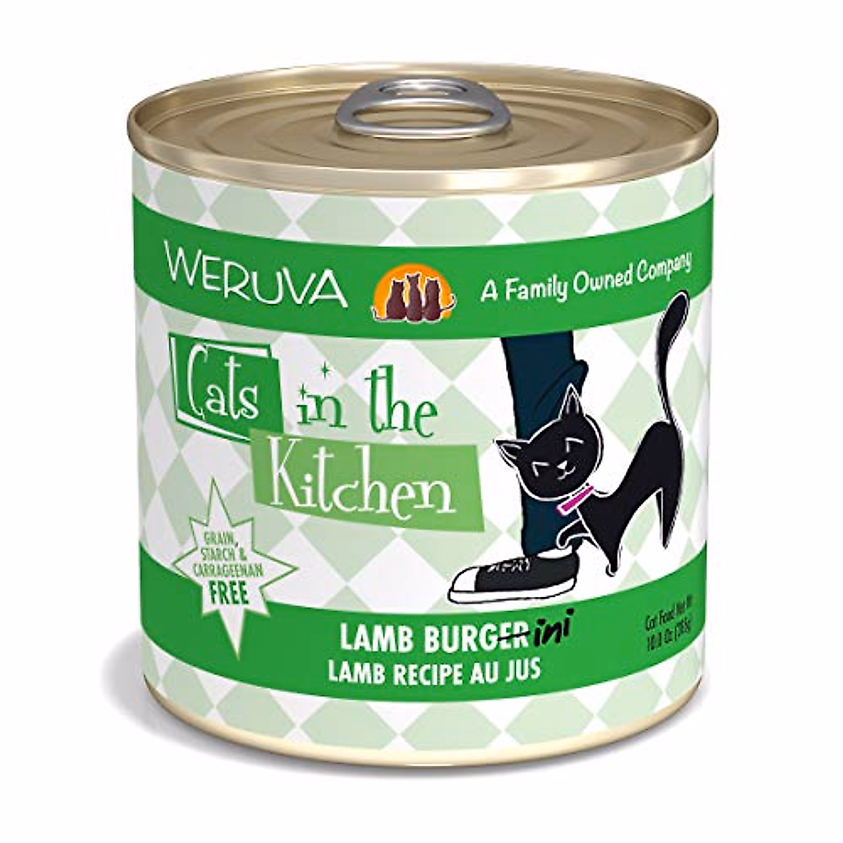 Weruva Cats in The Kitchen, Lamb Burger-ini Wet Cat Food, 10oz Can (Pack of 12)