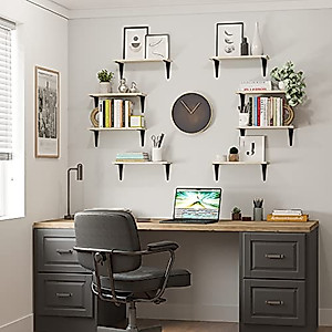 brightmaison BGT Myra 17"x6" Floating Shelves, Wall Bookshelf for Living Room, Kitchen Shelves, Wall Shelves for Bedroom, Floating Shelf for Dining Room & Office Natural Finish Set of 8