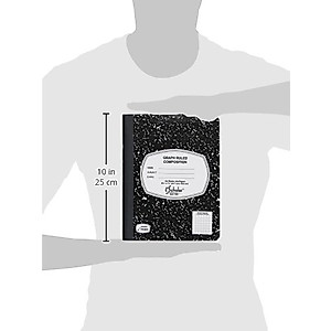 iScholar Composition Book, 100 Sheets, 5 x 5 Graph Ruled, 9.75 x 7.5-Inches, Black Marble Cover (11100)